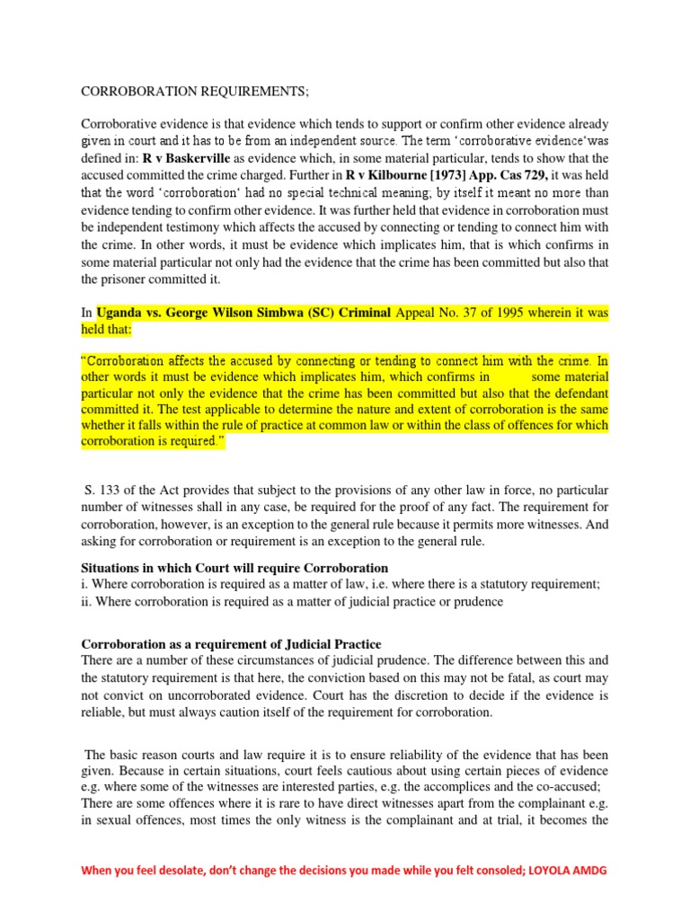 2018 EVIDENCE CW Corroboration and Judicial Notice | PDF | Evidence (Law) | Judicial Notice