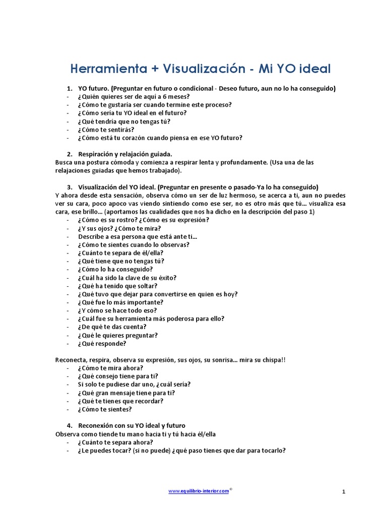 Visualización Mi YO Ideal | PDF | Relaciones personales, crianza y ...