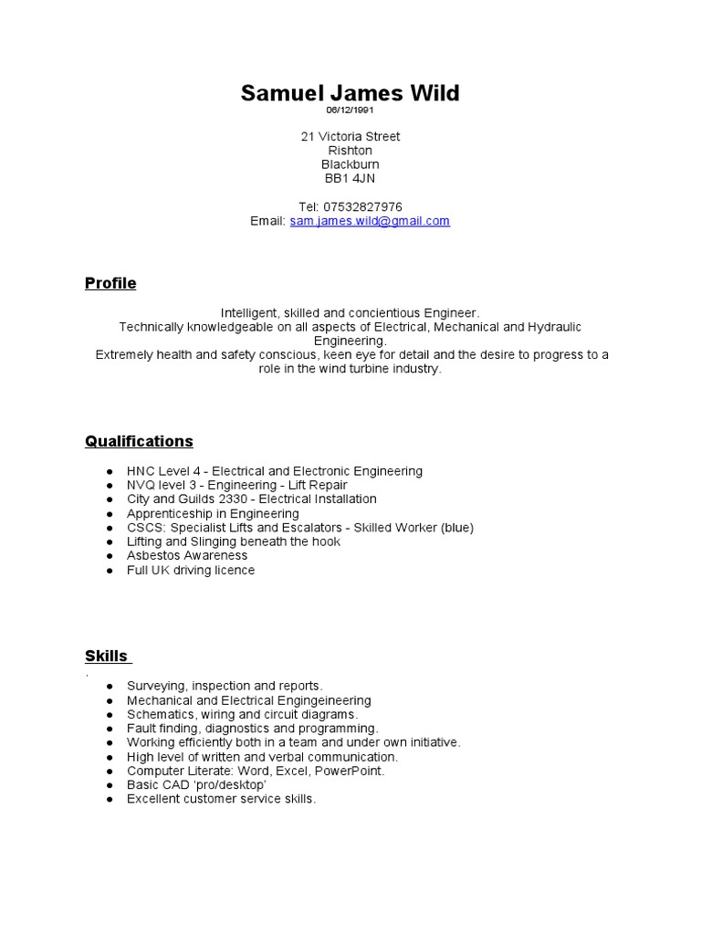 CV Final Update | PDF | Engineering | Elevator