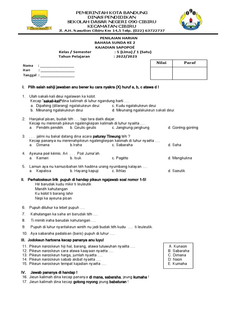 PH Ke 2 Bhs Sunda Fix | PDF