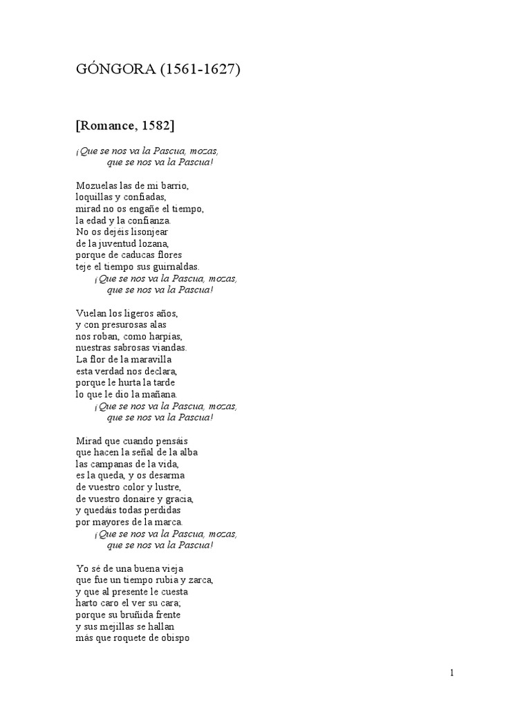 TEMA 9 Ocho Poemas de Gongora | PDF