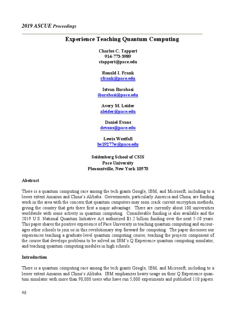 Teaching Quantum Computing at Pace | PDF | Computers