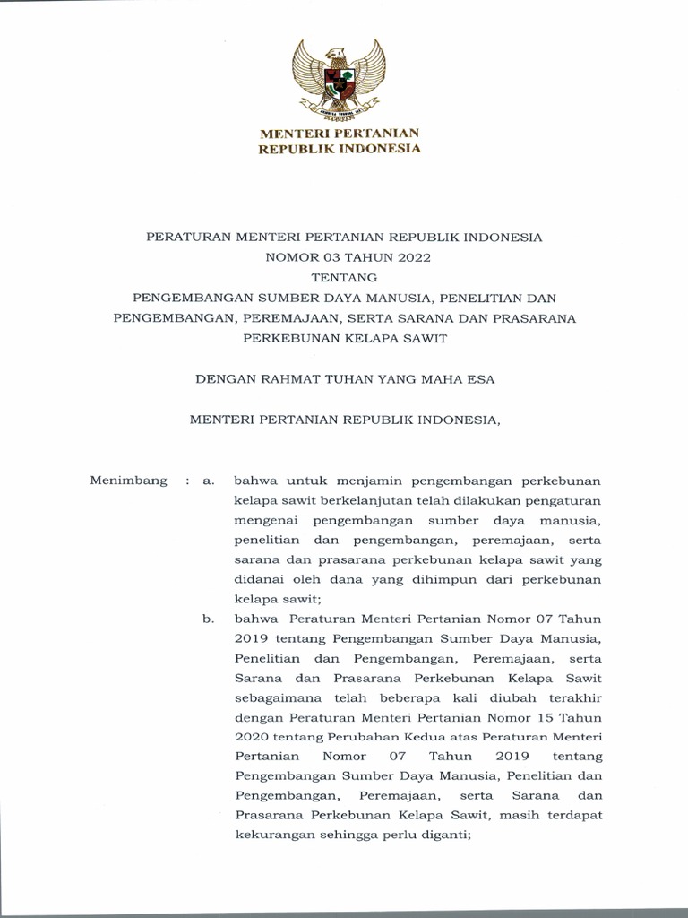 Permentan No. 03 Tahun 2022 Tentang Pengembangan Sumber Daya Manusia ...