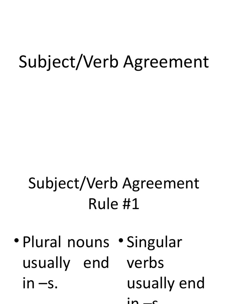 Subject/Verb Agreement: A Comprehensive Guide to the Rules | PDF | Grammatical Number | Subject ...