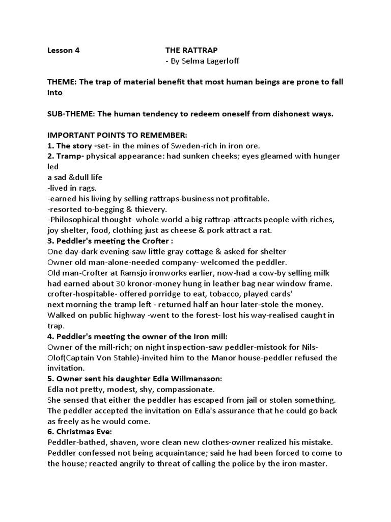 Lesson 4 The Rattrap | PDF