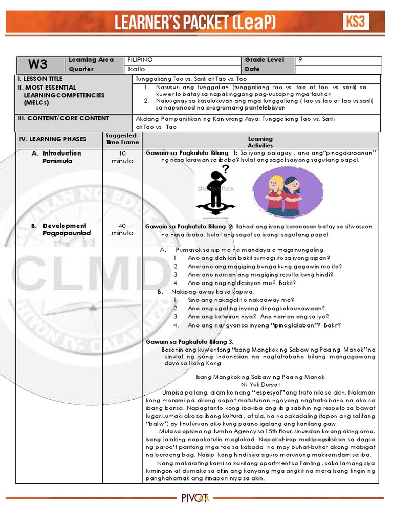 LeaP Filipino G9 Week 3 Q3 | PDF