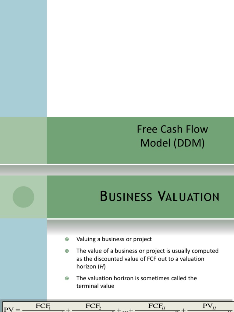 Lecture (Free Cash Flow Model - DDM) | PDF | Free Cash Flow | Valuation ...