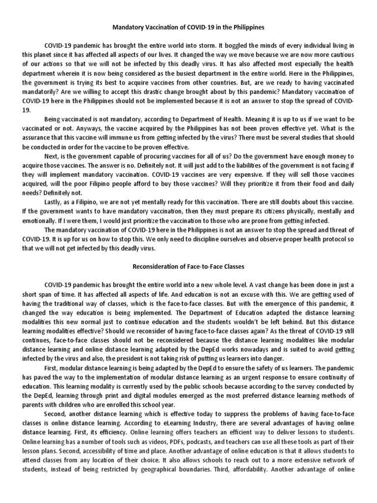 Cedric Argumentative Essay | PDF | Distance Education | Educational Technology