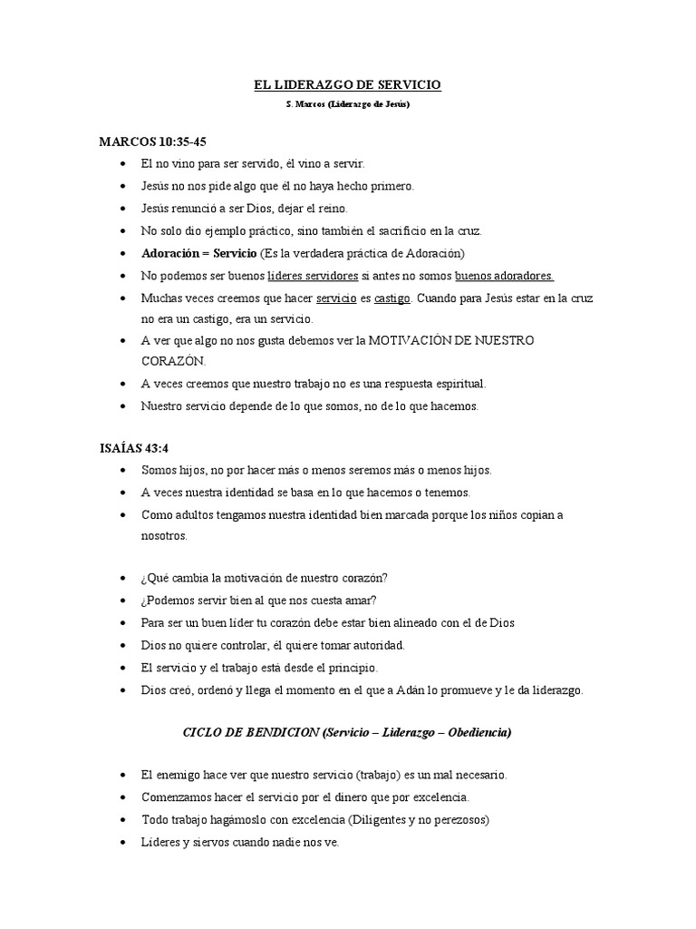 El Liderazgo de Servicio | PDF | Amor | Jesús