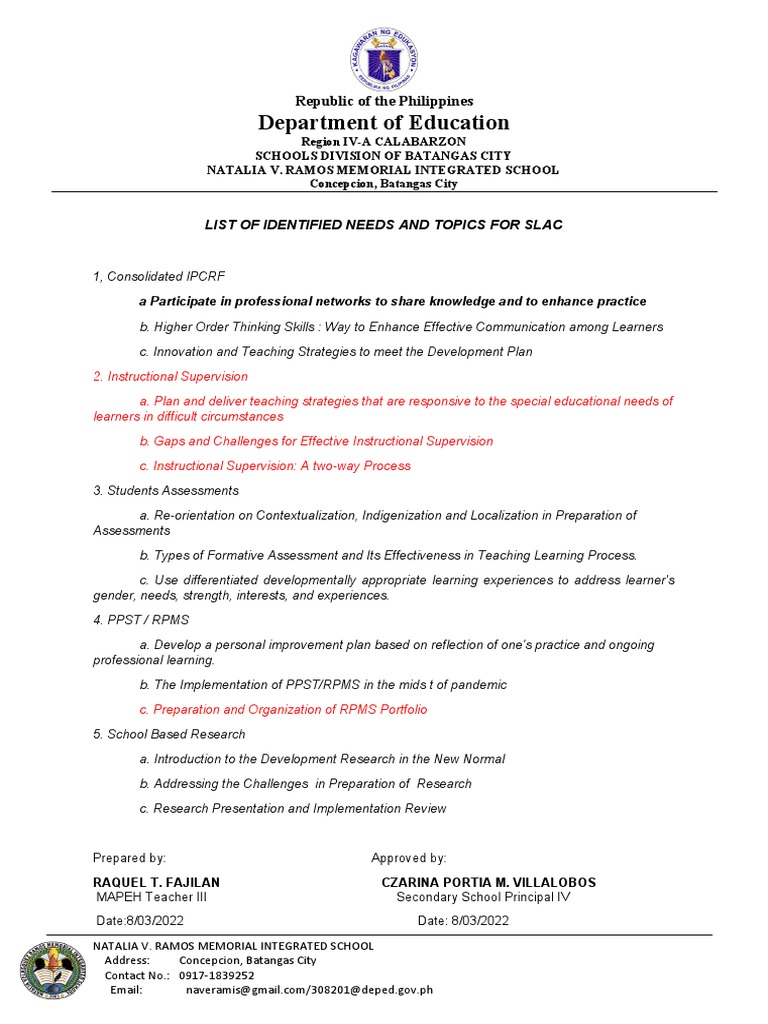 Professional Development Needs and Topics for School Leaders and ...