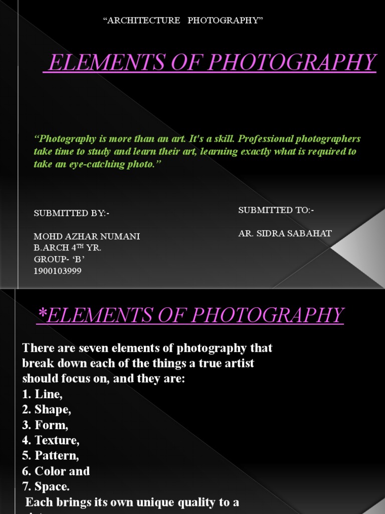 Elements of Photography | PDF | Composition (Visual Arts) | Imaging