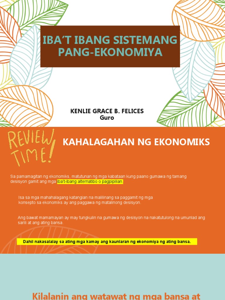 Iba't Ibang Sistemang Pang-Ekonomiya | PDF