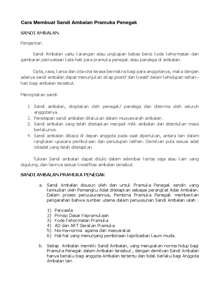 Cara Membuat Sandi Ambalan Pramuka Penegak | PDF