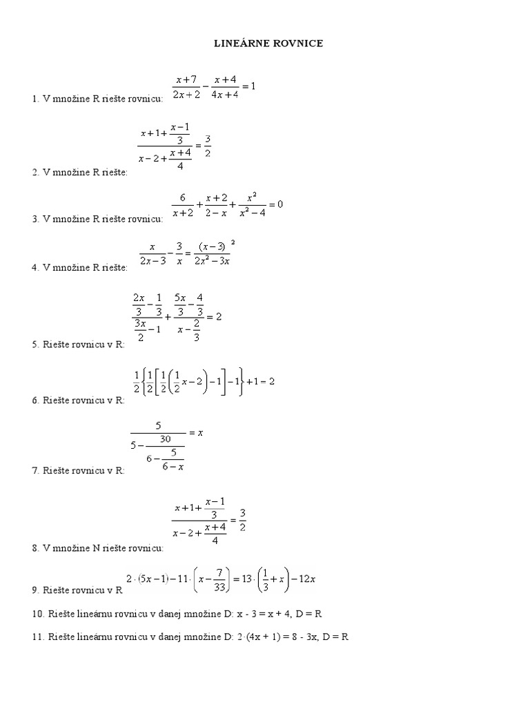 Linearne Rovnice | PDF
