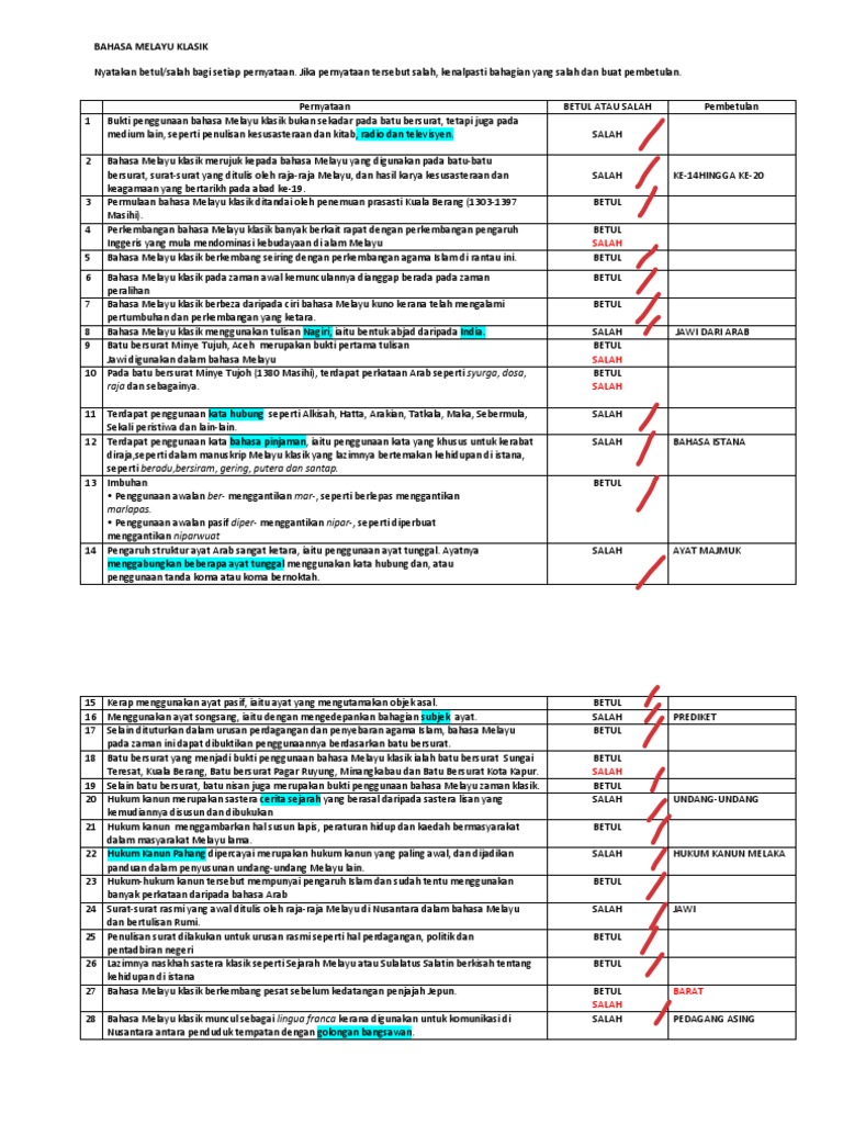 Latihan BM KLasik | PDF | Klasik