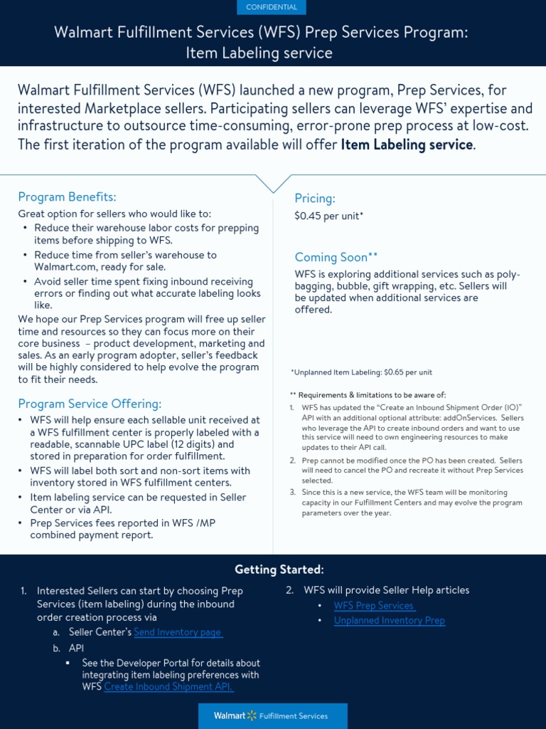 WFS Item Labeling | PDF | Sales | Walmart
