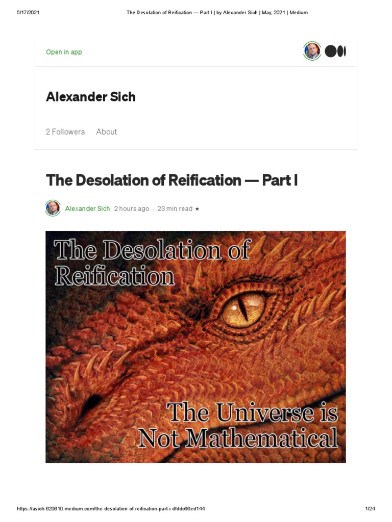 The Desolation of Reification - Part I | PDF | Reality | Naturalism ...