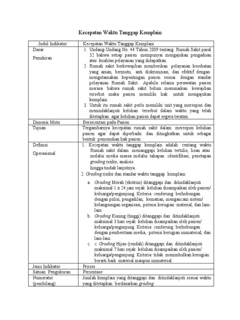 Kecepatan Waktu Tanggap Komplain | PDF