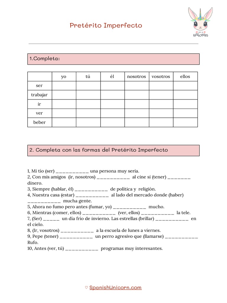 Imperfecto Ejercicios 3 | PDF