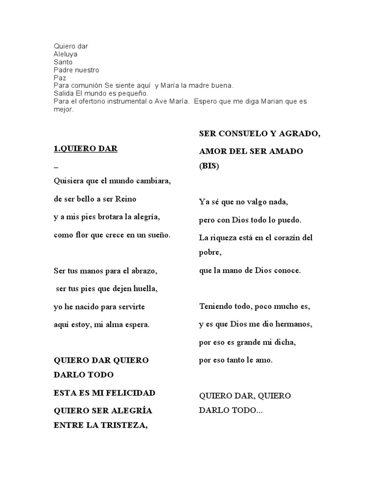 Quiero Dar | PDF | Amor | orador del Señor