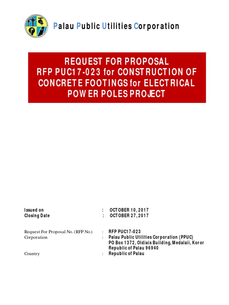 Request For Proposal For The Construction Of Concrete Footings For ...
