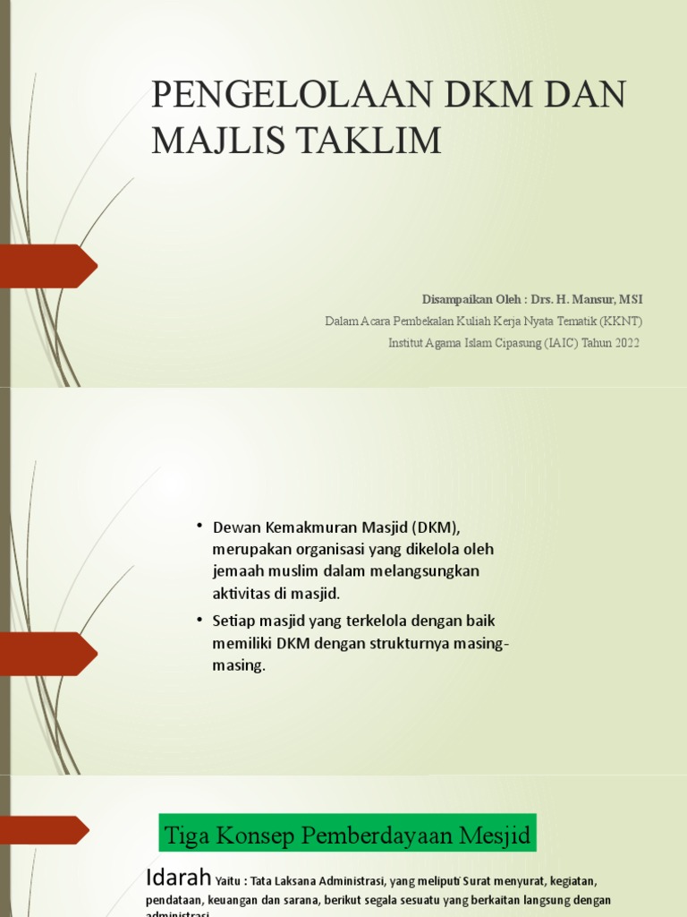 Pengelolaan DKM Dan Majlis Taklim | PDF | Karier & Perkembangan ...