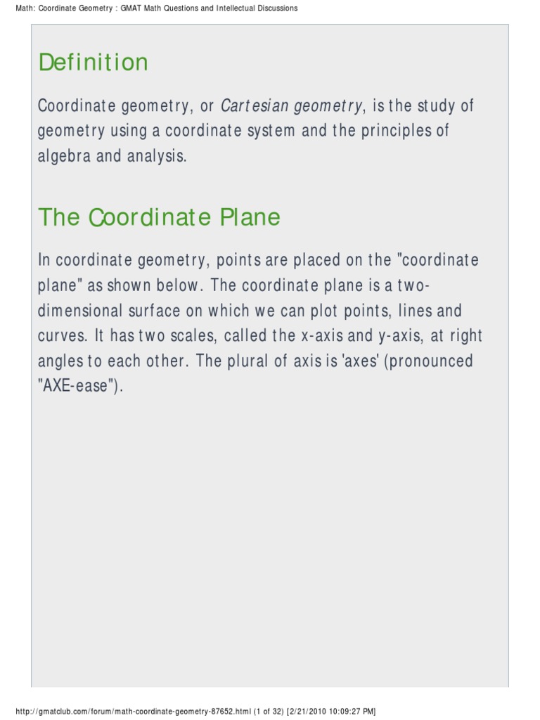 Math Coordinate Geometry Gmat Math Questions And Intellectual