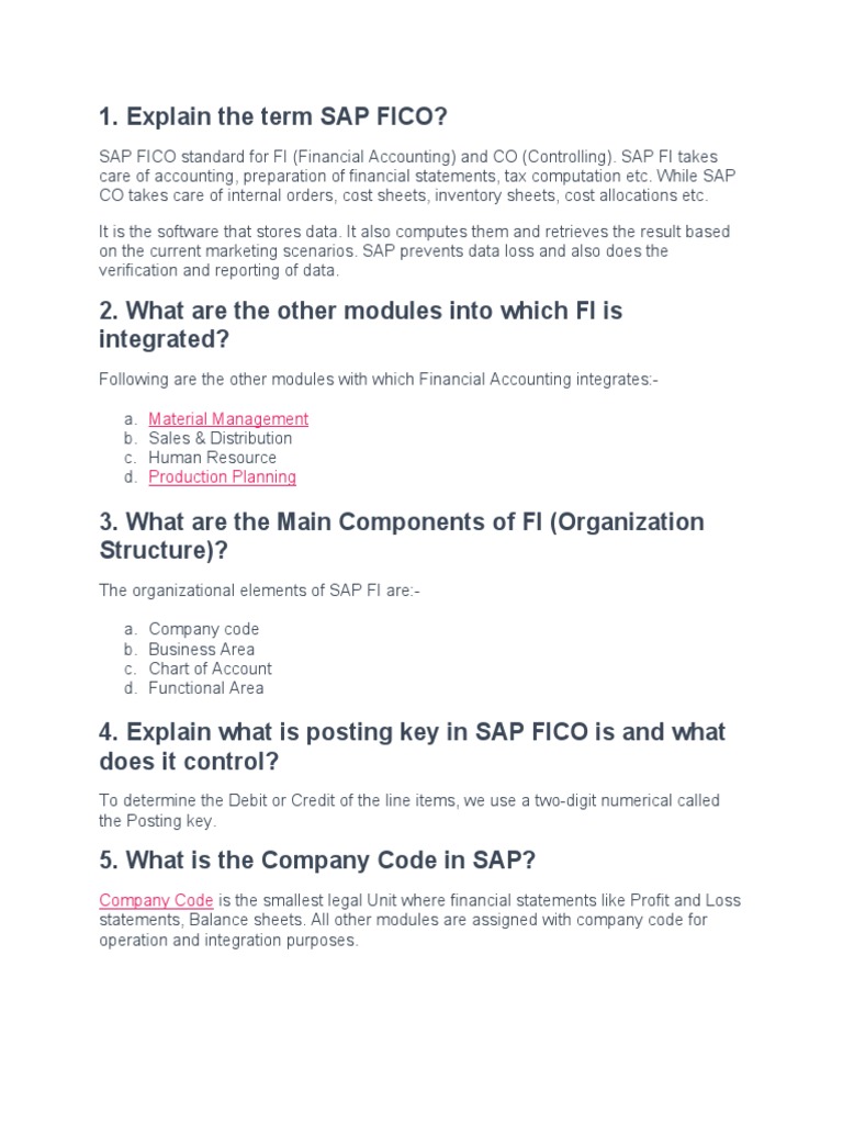 Sap Fico Interview Q&a | PDF | Depreciation | Invoice
