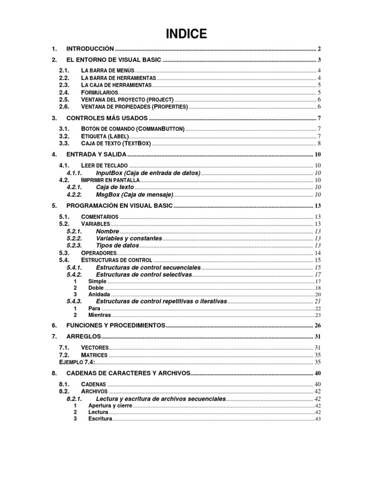 Guia Basica De Visual Basic Pdf Estructura De Datos De Matriz Básico 8115