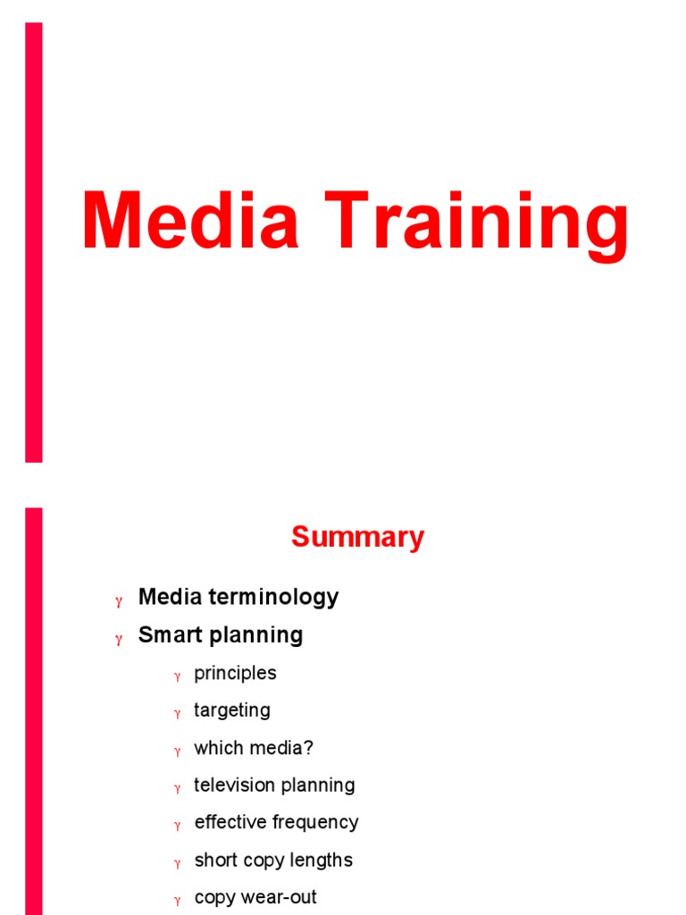 Media Training | PDF | Mass Media | Target Audience