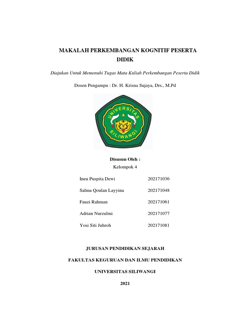 Makalah Kel 4 - PPD - A - Perkembangan Kognitif | PDF Makalah Kel 4 - PPD - A - Perkembangan Kognitif | PDF