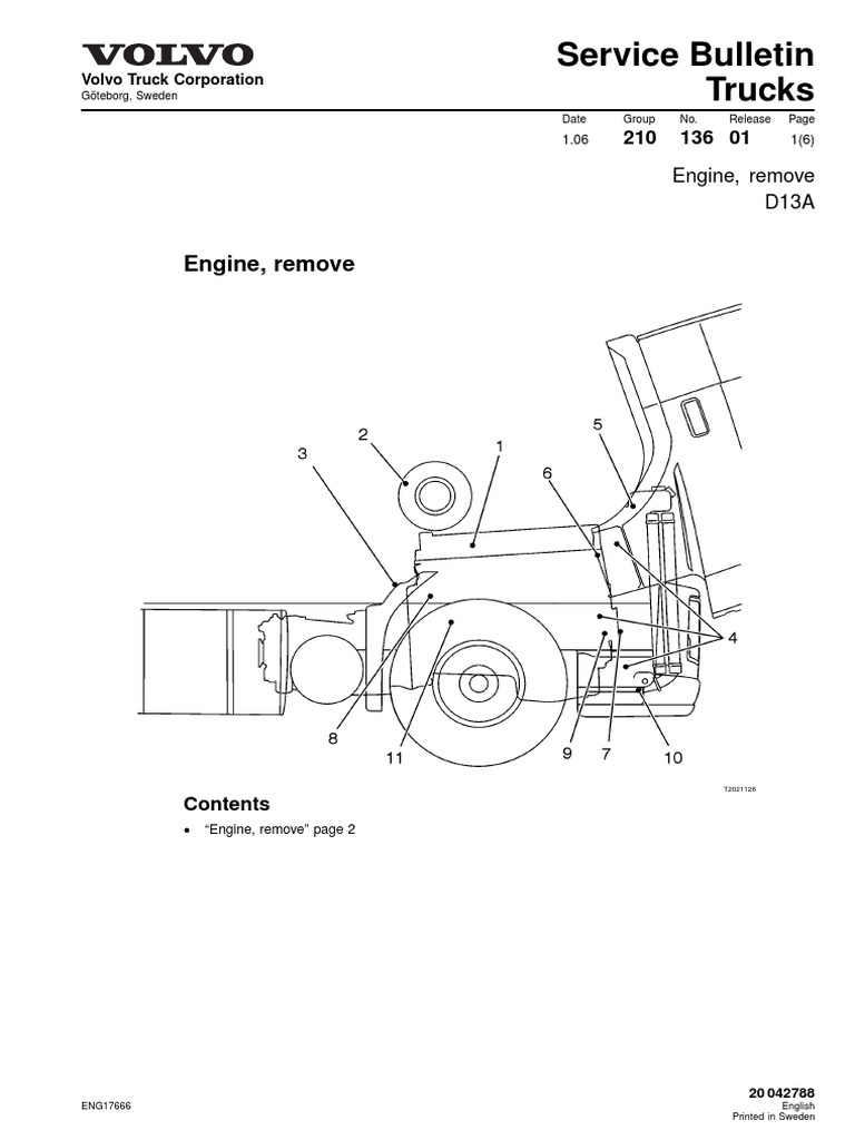 Removal of a Volvo D13A Diesel Engine According to Detailed Service ...