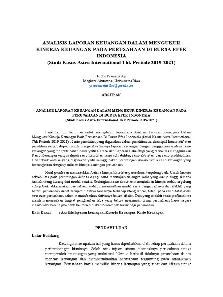 Analisis Kinerja Keuangan Astra | PDF