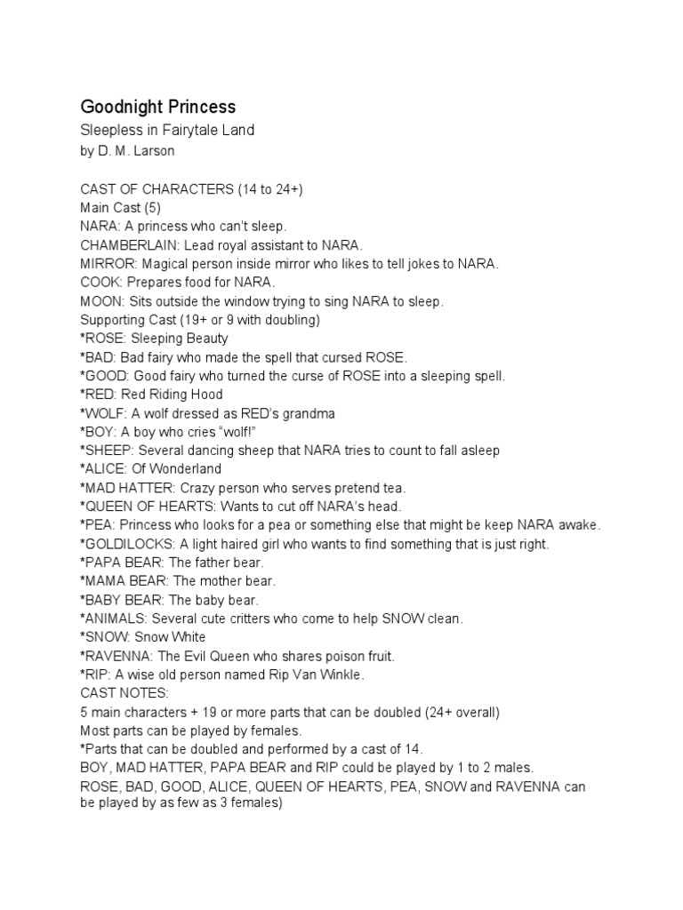 Goodnight Princess: Sleepless in Fairytale Land | PDF | Goldilocks And ...