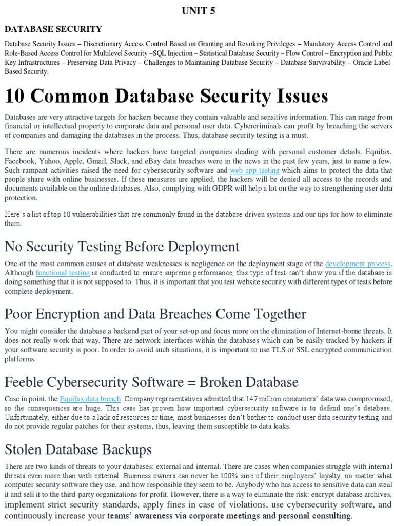 Unit 5-DBP | PDF | Databases | Security