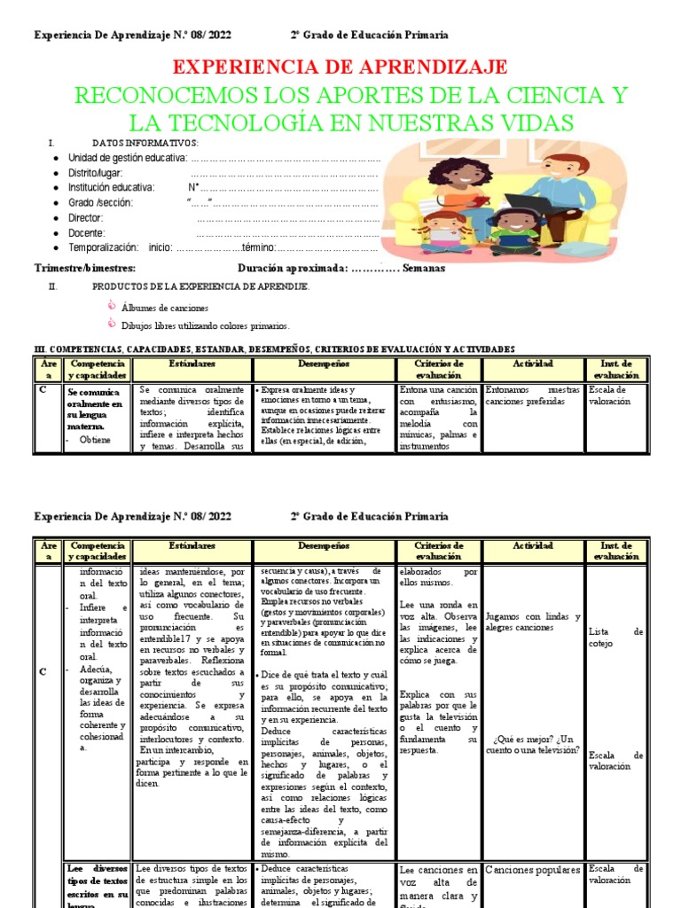 2 Grado Experiencia de Aprendizaje 8 N | PDF