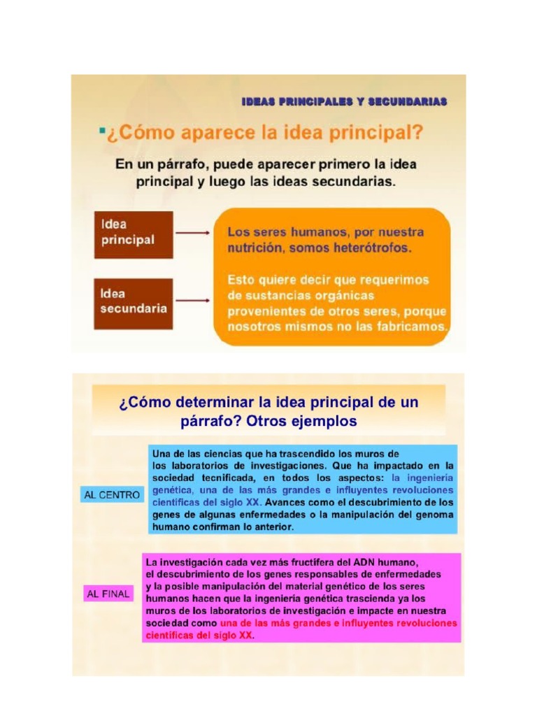 Idea Principal y Secundaria de Un Parrafo | Descargar gratis PDF ...