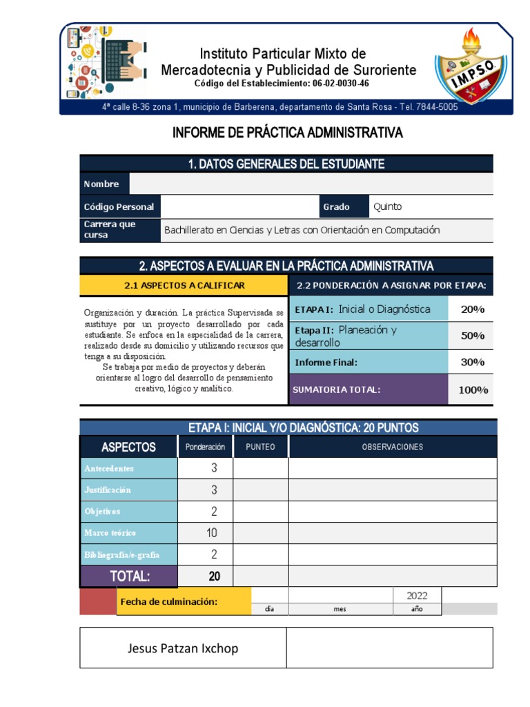 Ficha de Práctica Administrativa BACO | PDF | Marketing