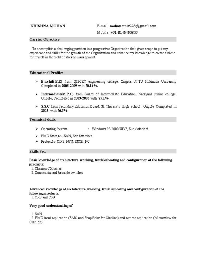 Krishna Fresh Resume123 | PDF | Communication | Digital Technology