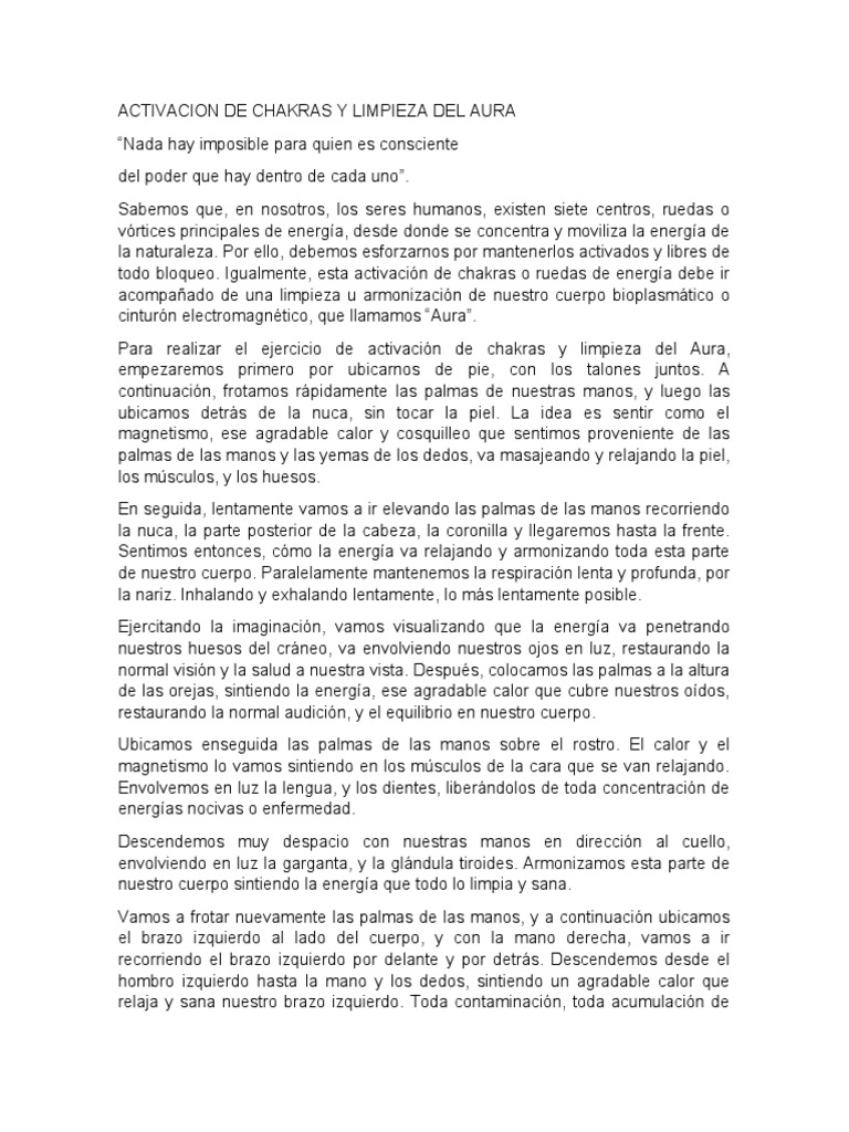 Activacion de Chakras y Limpieza Del Aura | PDF | Universo | Mano Activacion de Chakras y Limpieza Del Aura | PDF | Universo | Mano