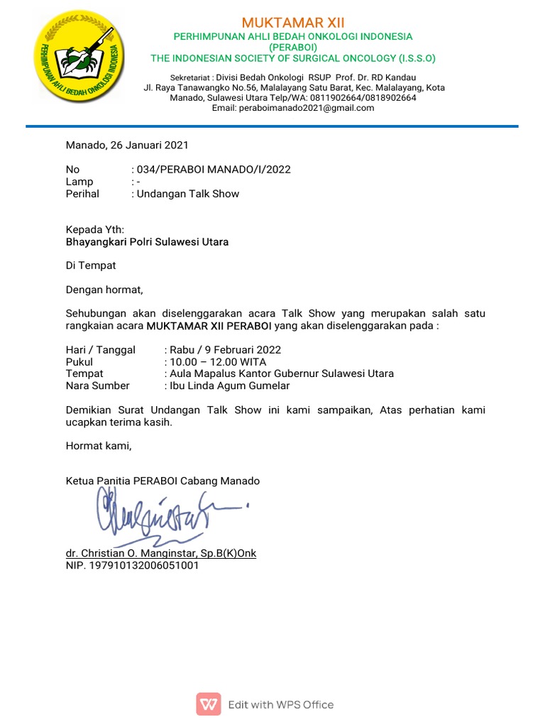 Undangan Talk Show Muktamar XII PERABOI | PDF