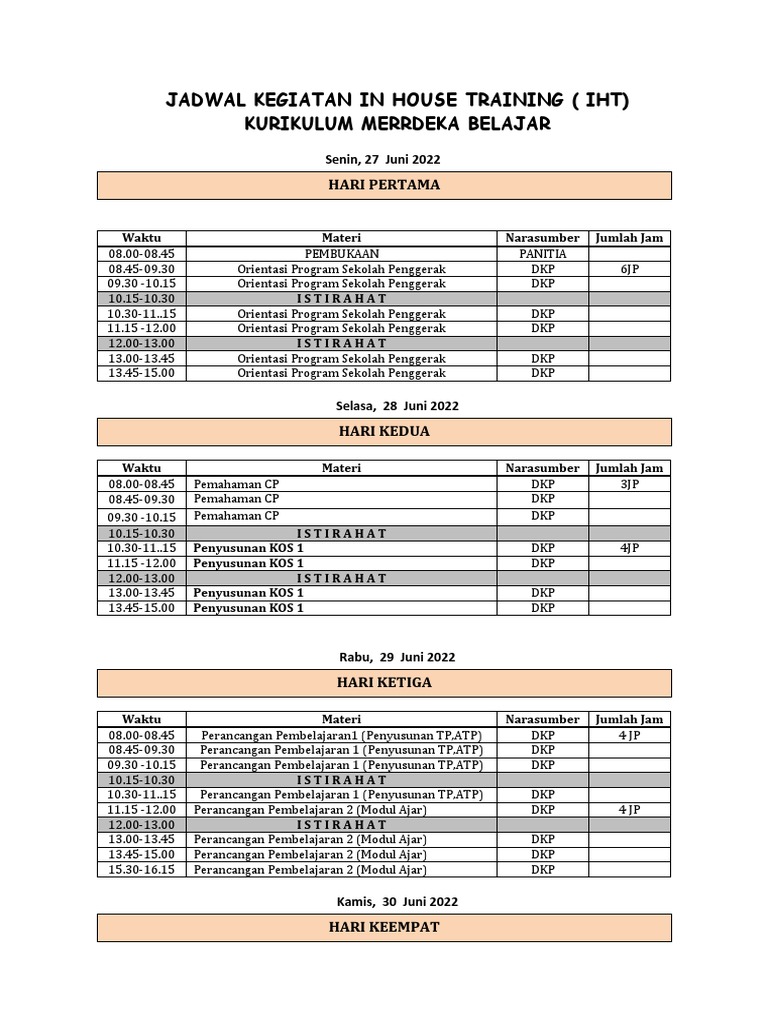 Jadwal Iht | PDF