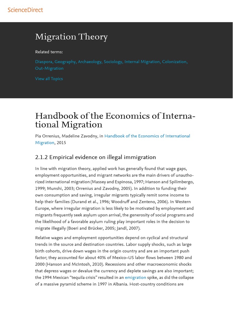 Migration Theory: Handbook of The Economics of Interna-Tional Migration ...