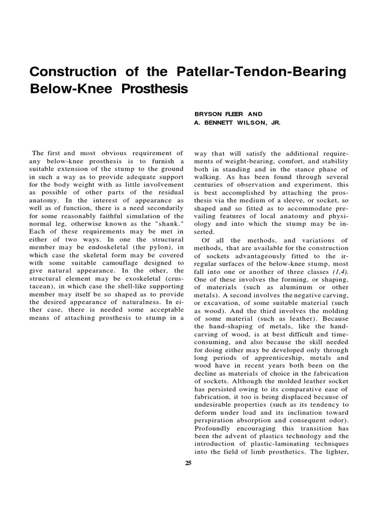 Construction of The Patellar-Tendon-Bearing | PDF | Knee | Prosthesis
