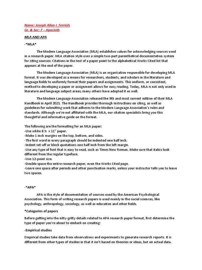 Mla and Apa | PDF | Citation | Science