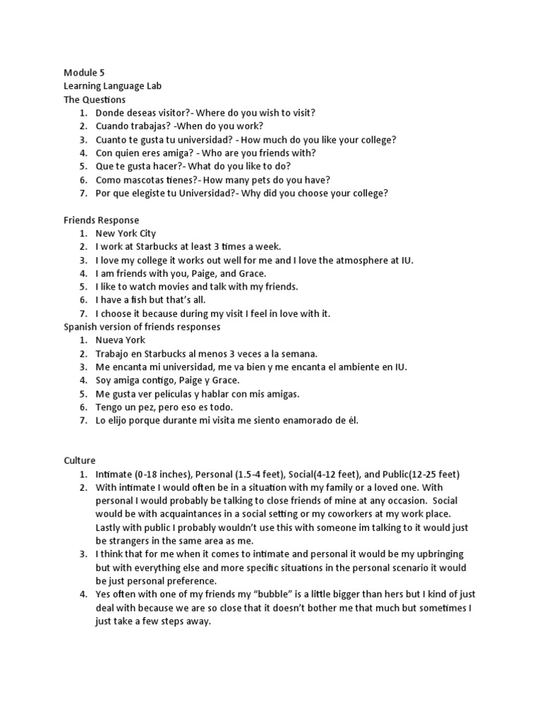 Spanish Module 5 Pdf