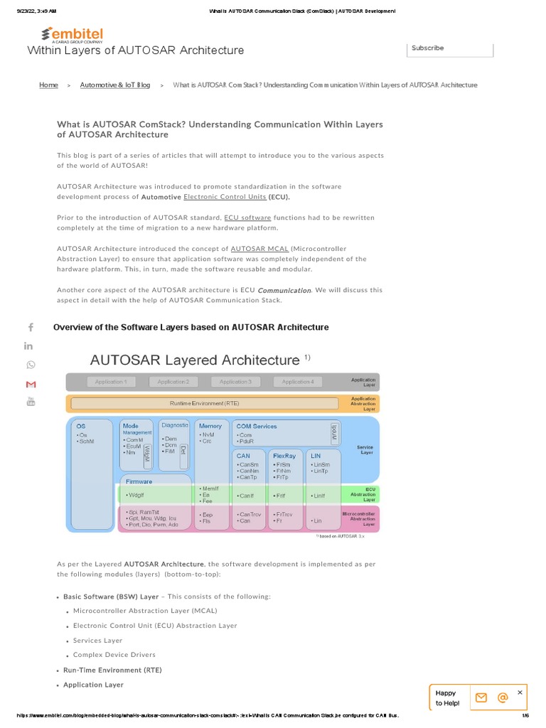 What Is Autosar Communication Stack Comstack Autosar Development