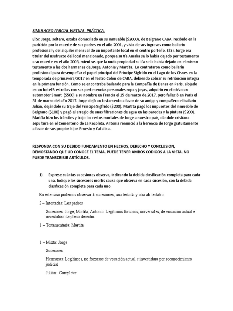 Simulacro Virtual1° | PDF | Herencia | Justicia