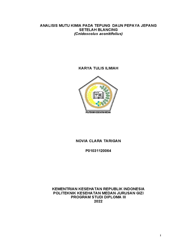 Analisis Mutu Kimia Pada Tepung Daun Pepaya Jepang Setelah Blancing | PDF