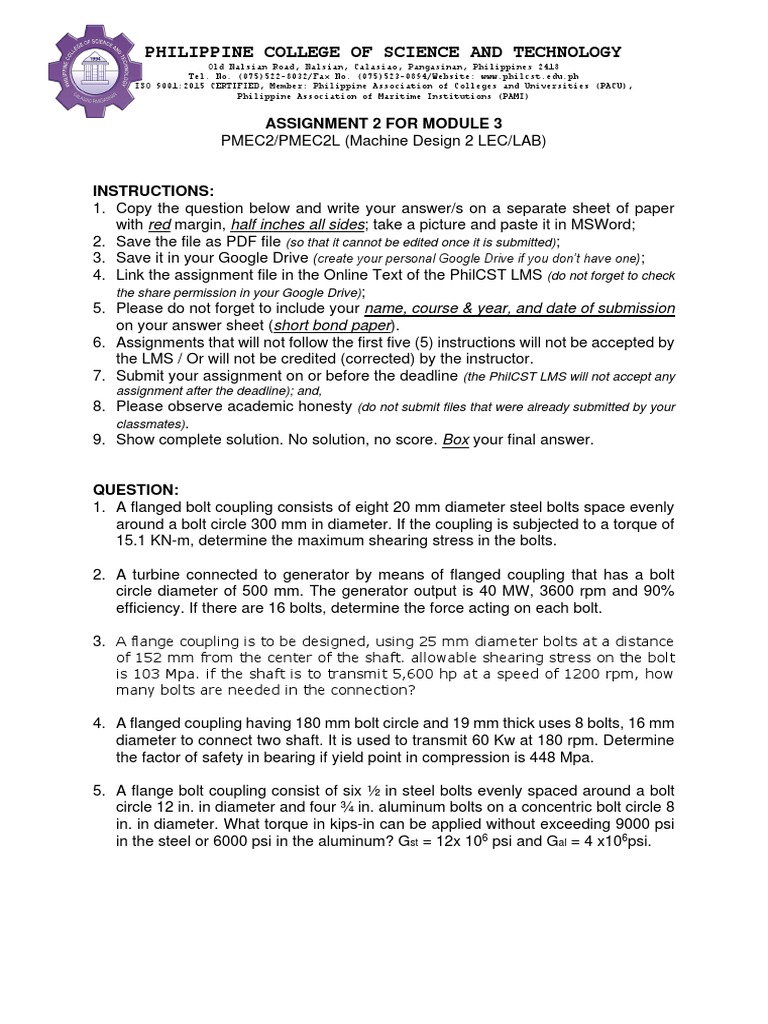 Module 3. Assignment 2 (MD2) | PDF | Screw | Mathematics